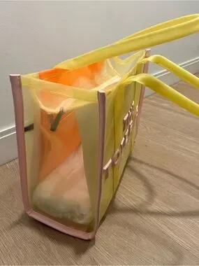 Marc Jacobs | Bags | Marc Jacobs Yellow Tote With Pink Trim And Logo ...